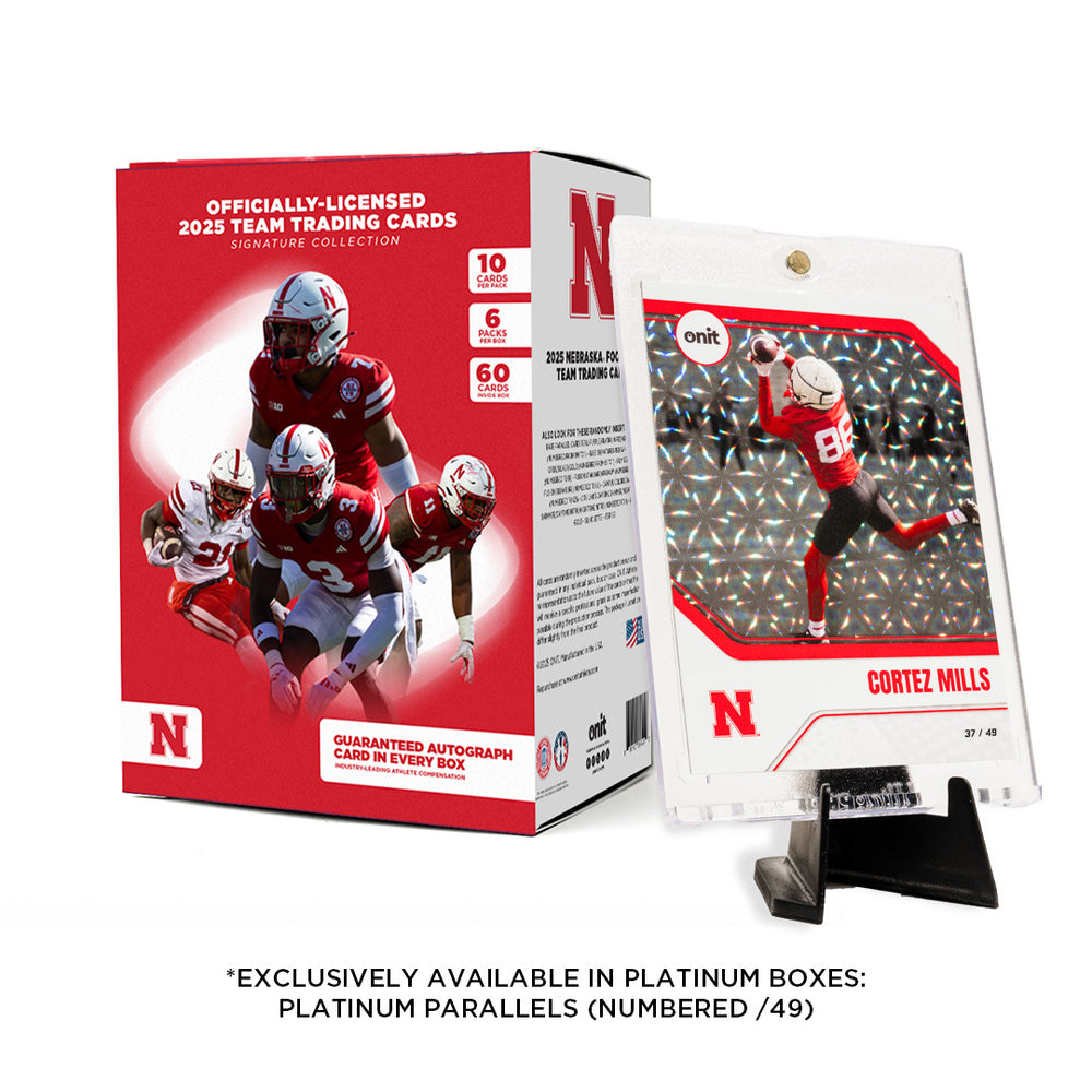 University of Nebraska Football 2025 Trading Cards - Platinum Box (Gua